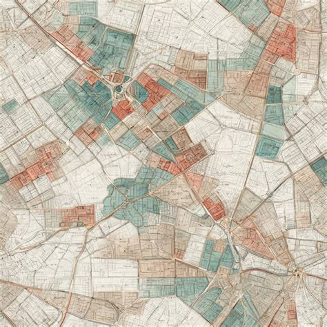 Historical Map Of Urban Layout With Colorful Geographic Patterns Stock Illustration