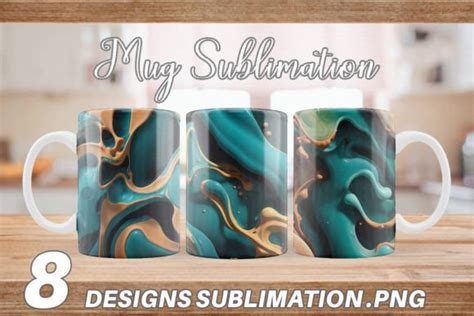 Mug Wrap 3d Liquids Turquoise Color Graphic By Artnoy · Creative Fabrica