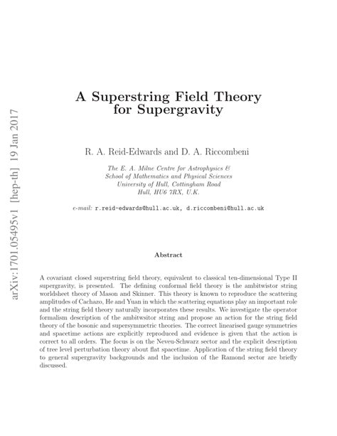 Pdf A Superstring Field Theory For Supergravity