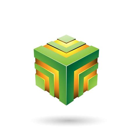 Premium Vector Green Bold Striped Cube Vector Illustration