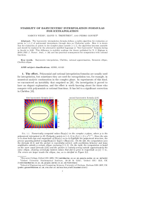 Pdf Stability Of Barycentric Interpolation Formulas For Extrapolation