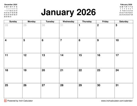 Best 12 January 2026 Calendars Free Printable Artofit