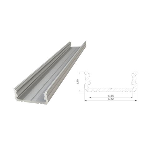 Perfil Aluminio Canal Tipo U 610mm 2m Difusor Power Light