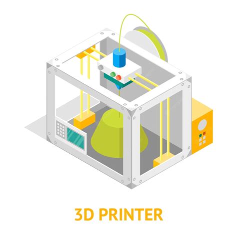 Premium Vector 3d Printer Flat Design Style Isometric View Vector