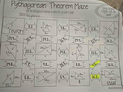 Solved Pythagorean Theorem Maze Some Boxes Use The Pythagorean Theorem