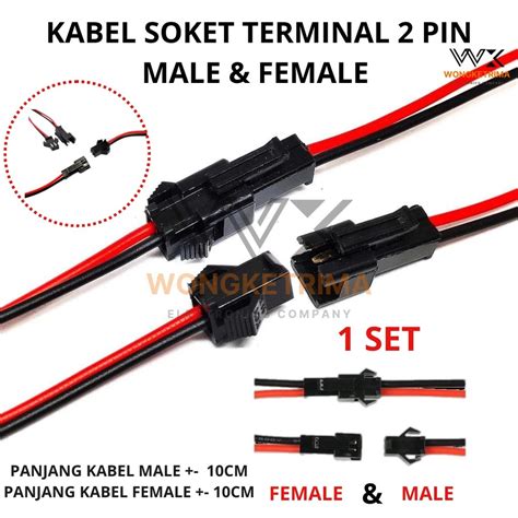 Jual Soket Terminal Pin Male Female Plus Kabel Kabel Soket Cowok Cewek Male Female Panjang