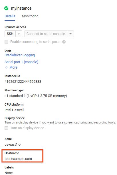 Create A Vm Instance With A Custom Hostname Compute Engine