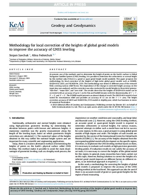 Pdf Methodology For Local Correction Of The Heights Of Global Geoid Models To Improve The