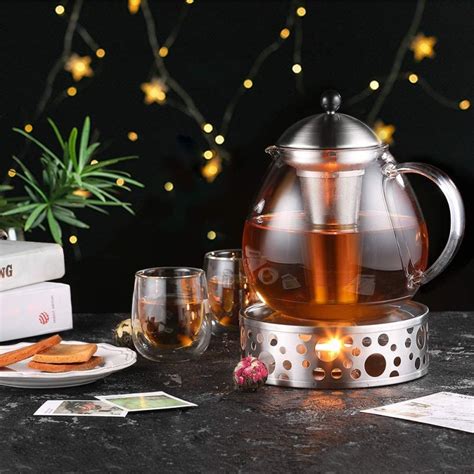 Glastal 1500ml Glass Teapot With 1810 Stainless Steel Tea Warmer And
