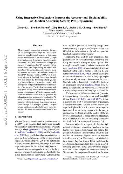 Pdf Using Interactive Feedback To Improve The Accuracy And Explainability Of Question