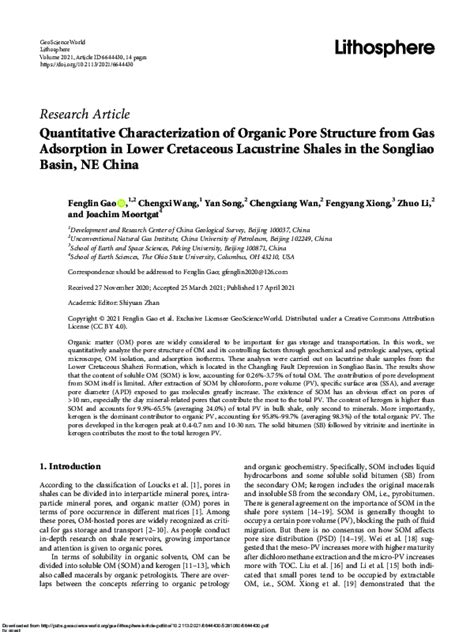 Pdf Quantitative Characterization Of Organic Pore Structure From Gas