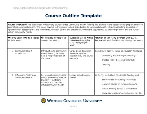 Blank Course Outline Template