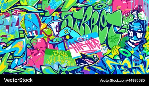 Abstract Urban Graffiti Style Sticker Bombing Vector Image