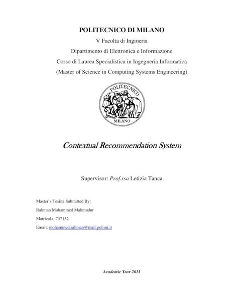 Pdf Contextual Recommendation System Mainrecommender Systems Are Extensively Used In The