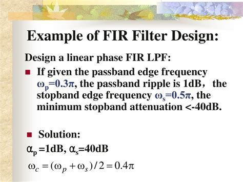 PPT Chapter FIR Digital Filter Design PowerPoint Presentation Free Download ID