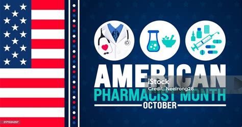미국 약사의 달 미국 국기 배경 또는 배너 디자인 템플릿은 매년 10 월에 관찰됩니다 휴일 개념입니다 카드 포스터 플래카드