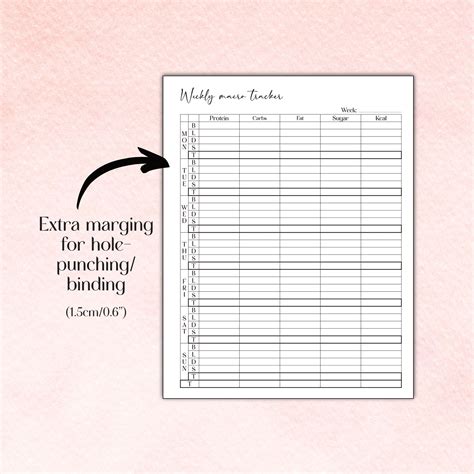 Macro Tracker Printable Daily And Weekly Food Journal To Track Calorie
