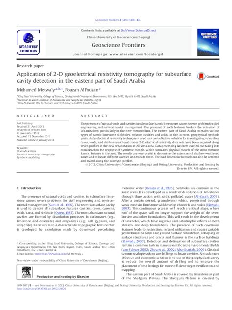 Pdf Application Of 2 D Geoelectrical Resistivity Tomography For