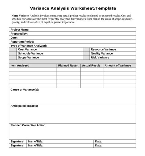 36 Free Sample Variance Analysis Templates Pdf American Templates