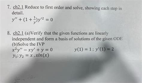 solved 7 ch2 1 reduce to first order and solve showing