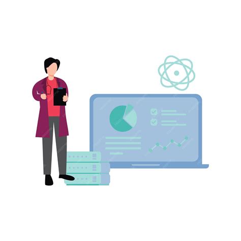 Premium Vector The Guy Is Working On Chart Analytics