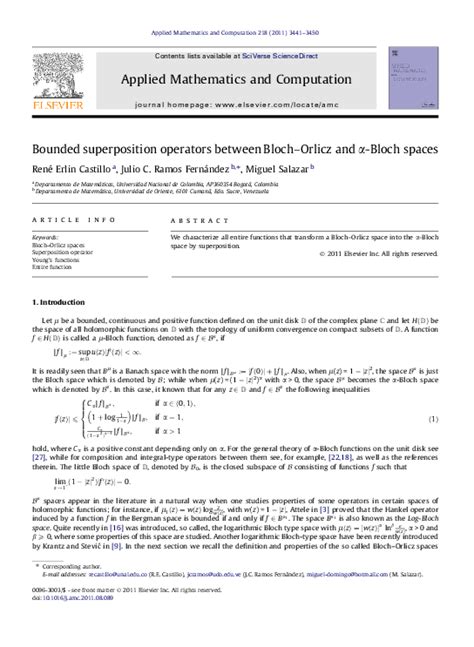 Pdf Bounded Superposition Operators Between Blochorlicz And α Bloch Spaces