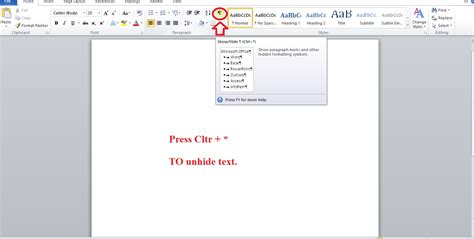 How To Hide And Unhide Text In Microsoft Word Microsoft Word Tutorials