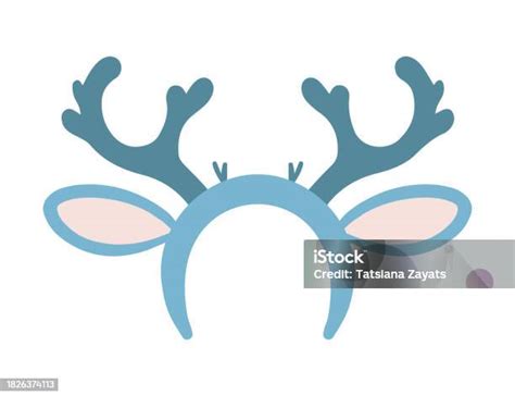순록 뿔 머리띠 벡터 일러스트 레이 션입니다 파스텔 블루와 핑크 색상 크리스마스 소품 새해에 대한 스톡 벡터 아트 및 기타 이미지 새해 뿔 달린 뿔 Istock