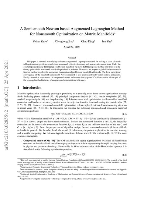 Pdf A Semi Smooth Newton Based Augmented Lagrangian Method For Nonsmooth Optimization On