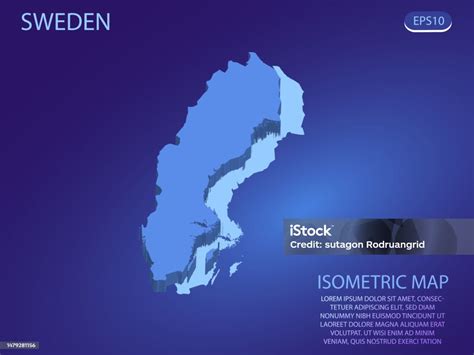 스웨덴의 아이소메트릭 지도 파란색 배경에 현대적인 벡터 인포그래픽을 위한 격리된 3d 아이소메트릭 개념 벡터 그림입니다 주당순절 10 0명에 대한 스톡 벡터 아트 및 기타