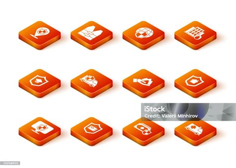 세트 위치 방패 여행 가방 졸업 모자 자동차 돈 손 들고 화재 비상 차량과 집 아이콘 벡터 3차원 형태에 대한 스톡 벡터 아트 및 기타 이미지 Istock