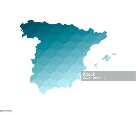 스페인지도의 단순화 된 파란색 실루엣 벡터 격리 그림 아이콘입니다 다각형 기하학적 스타일입니다 흰색 배경 0명에 대한 스톡 벡터 아트 및 기타 이미지 Istock