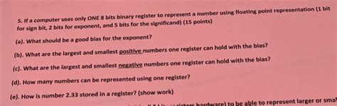 Solved 5 If A Computer Uses Only One 8 Bits Binary Register