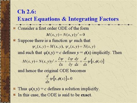 Ch 2 6 Exact Equations Integrating Factors Consider