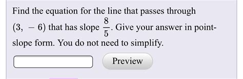 Answered Find The Equation For The Line That Passes Through 3 6