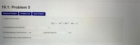 Solved 101 Problem 5 Previous Problem 7 Point The