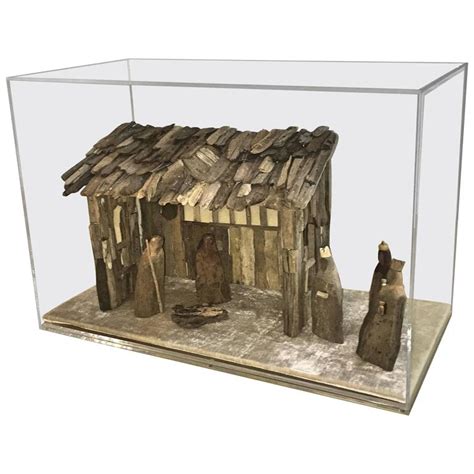 Nativity Scene In Driftwood And Lucite Object Dart By Amk For Patricia