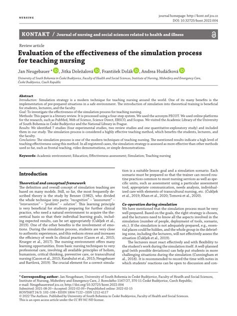 Pdf Evaluation Of The Effectiveness Of The Simulation Process For Teaching Nursing