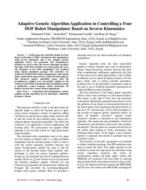 Pdf Adaptive Genetic Algorithm Application In Controlling A Four Dof