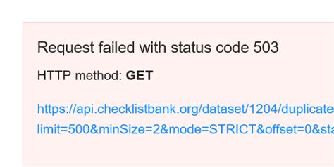 Clb Error 503 With Tasks Reports · Issue 1182 · Catalogueoflife
