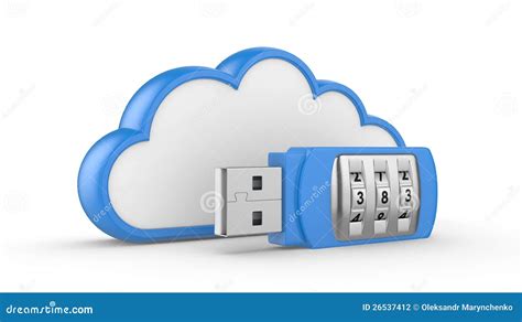 Usb Flash Drive With Combination Lock And Cloud Stock Illustration Illustration Of Encryption