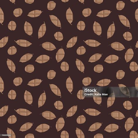 코코아 포드 모양 컷 아웃 초콜릿 태블릿 질감 원활한 벡터 패턴 배경으로 가득 직물 포장 가정 장식 벽지 등을 위한 좋은 0명에