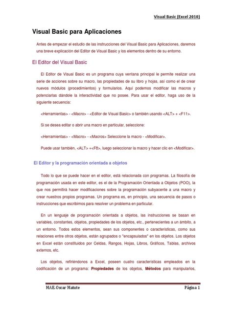Manual Visual Basic Excel 2010 Pdf Pdf Microsoft Excel Objeto Informática