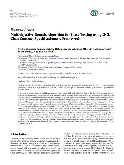Pdf Multi Objective Genetic Algorithm For Class Testing Using Ocl Class Contract