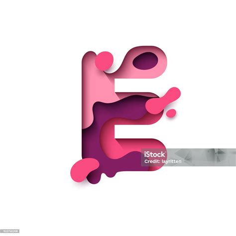 종이 편지 E 디자인 3d 기호 흰색 배경에 고립 된 잘라 알파벳 E에 대한 스톡 벡터 아트 및 기타 이미지 알파벳 E 재미 추상적인 Istock