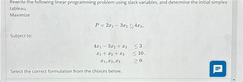 Solved Rewrite The Following Linear Programming Problem