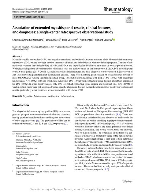 Pdf Association Of Extended Myositis Panel Results Clinical Features