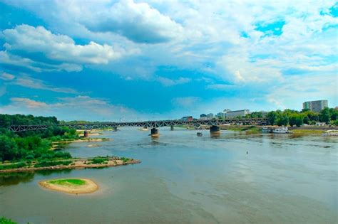 Premium Photo Long Bridge Over Wisla In Warsaw Modern Bridge Over Wisla River In Warsaw