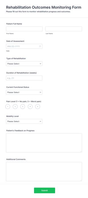 Rehabilitation Outcomes Monitoring Form Template Jotform