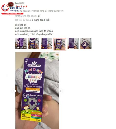 [chÍnh HÃng] Siro Natures Aid Mini Drops Immune Plus Tăng đề Kháng